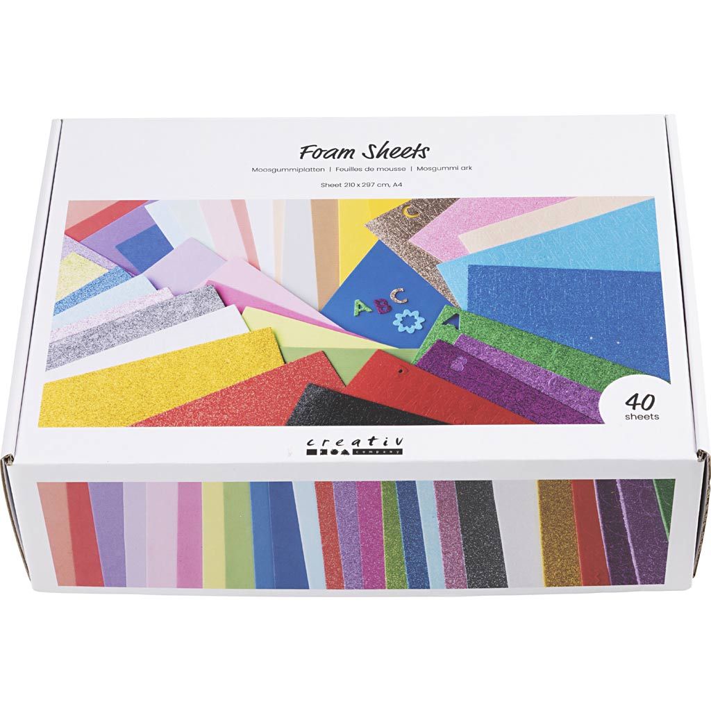 Foam vellen, A4, vel 210x297 cm, diverse kleuren, 40 vel/ 1 doos ...